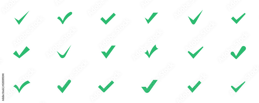 set of green tick mark icons Stock Vector | Adobe Stock