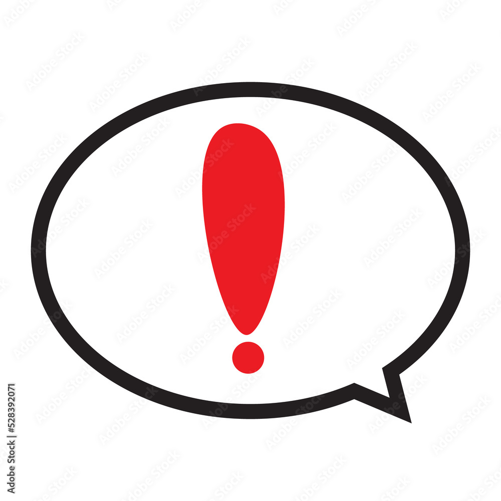 speech bubble icon with warning sign without background Stock ...
