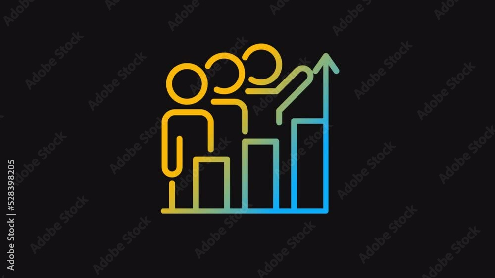 Animated achieve dark gradient icon. Increase sales. Corporate goals ...