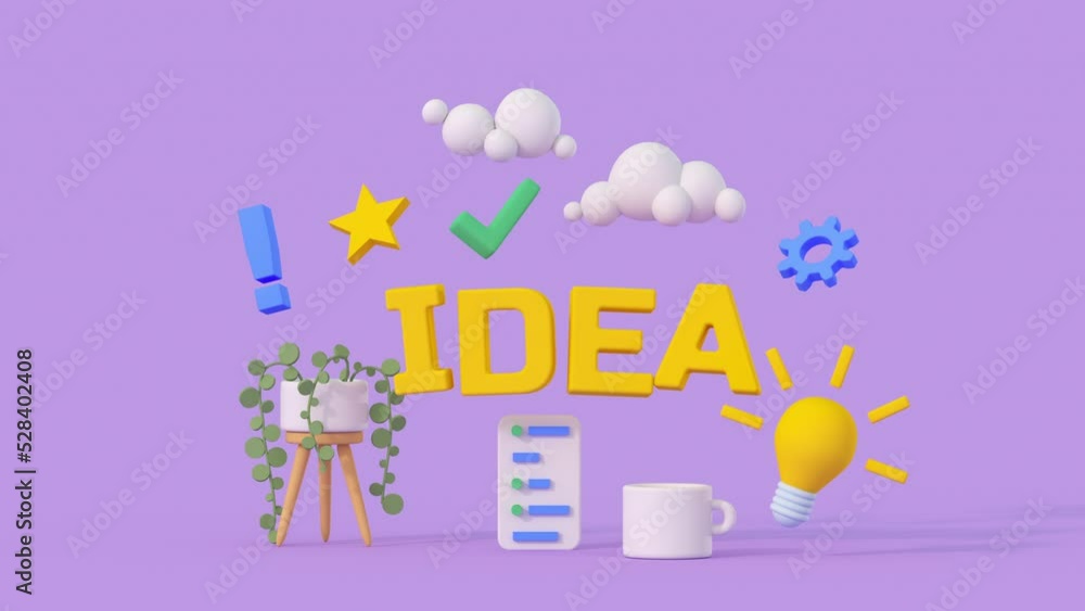 Idea lettering and light bulb as metaphor of creative thinking. Minimal ...