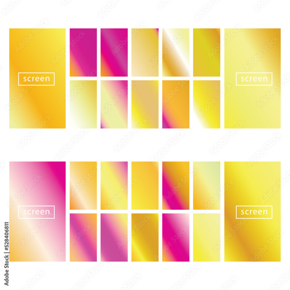 Mobile screen lock display collection of colorful backgrounds in trendy ...