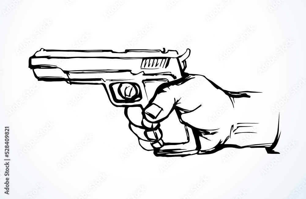 Hand with a gun. Vector drawing Stock Vector | Adobe Stock