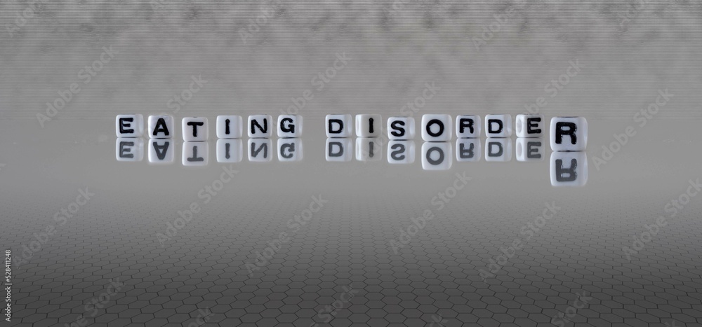 eating disorder word or concept represented by black and white letter ...