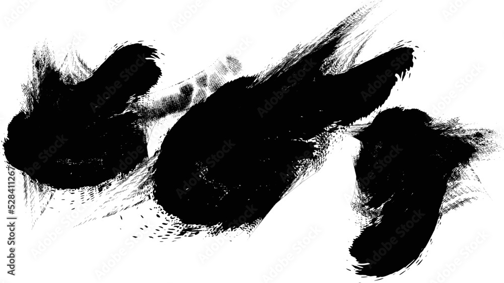 Set of black paint, ink brush strokes, brushes, Isolated on white ...