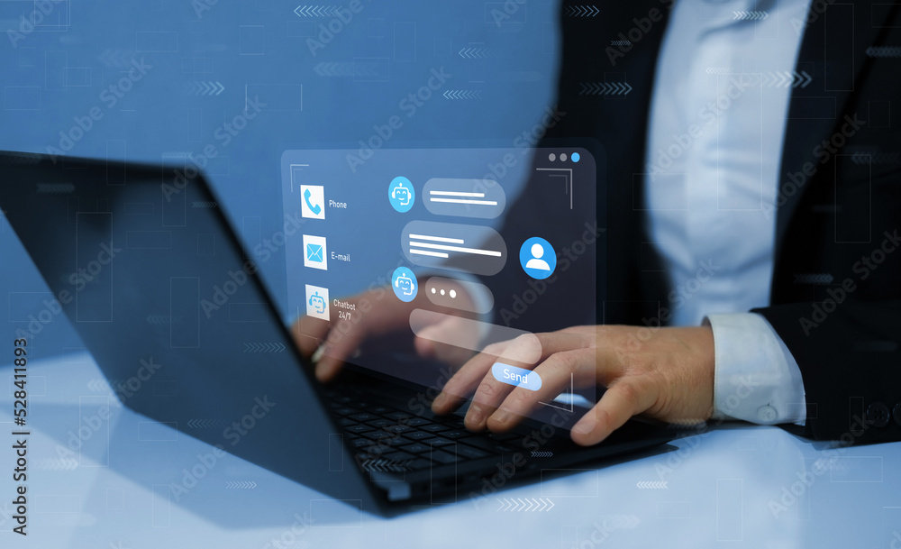 Chat bot intelligent digital customer service concept.Virtual assistant ...