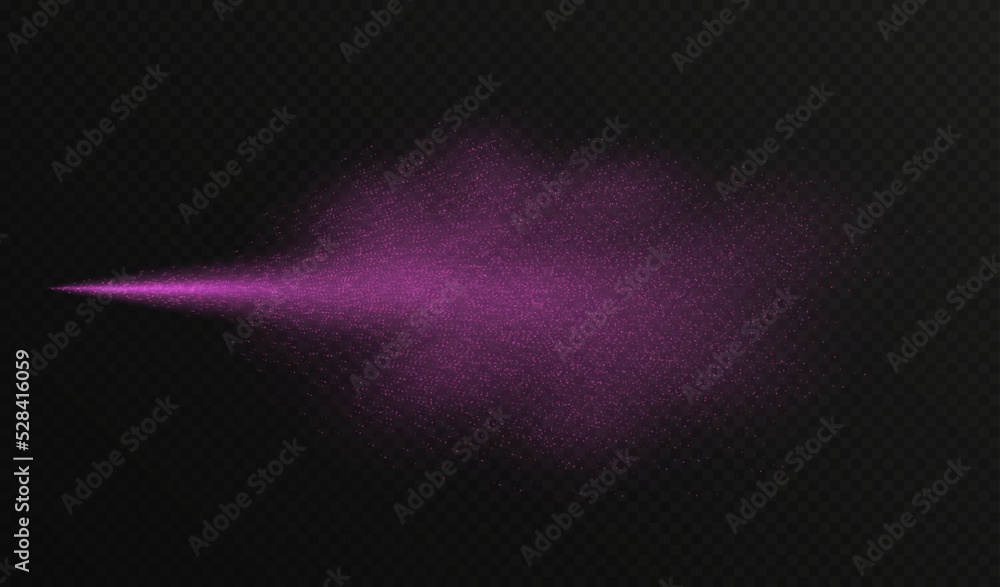 Pink spray mist with glitter particles, fashion shimmer freshener with ...