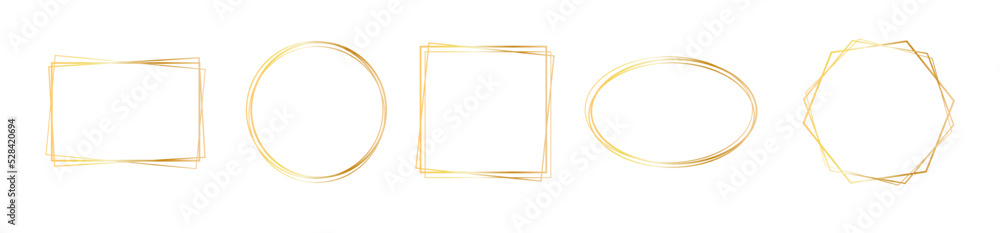 Set of geometric gold frame isolated on white.Golden Geometrical frames ...
