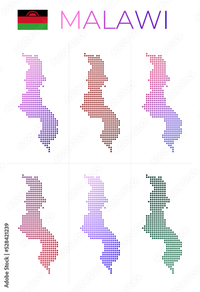 Malawi dotted map set. Map of Malawi in dotted style. Borders of the ...