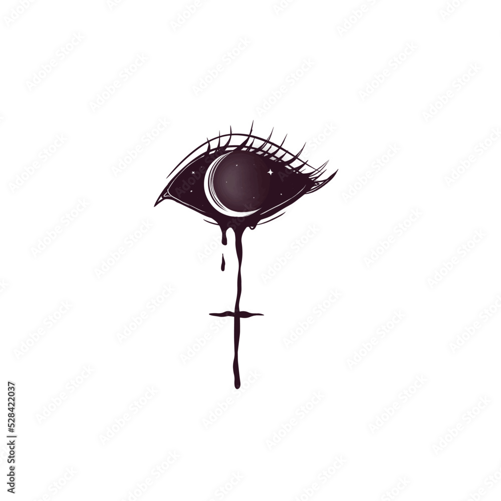 dark art black eye lilith the goddess symbol tattoo idea vector Stock ...