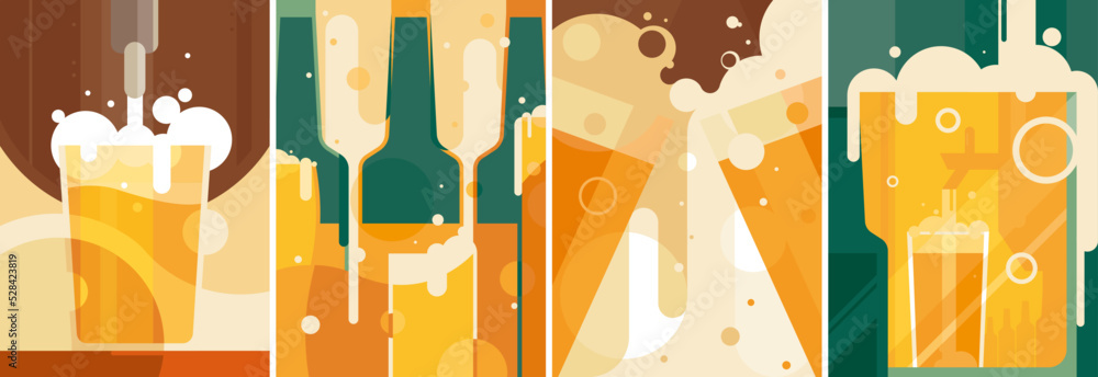 Set of abstract beer posters. Creative placard designs. Stock Vector ...