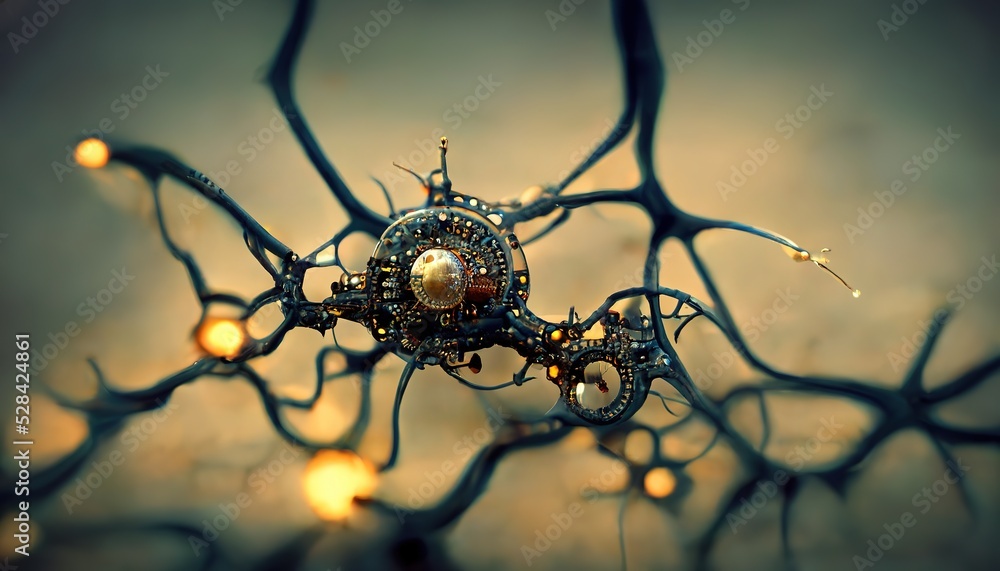 Artificial Brain Cells Transmitting Brain Waves Forming Human Nervous System Neural Brain System
