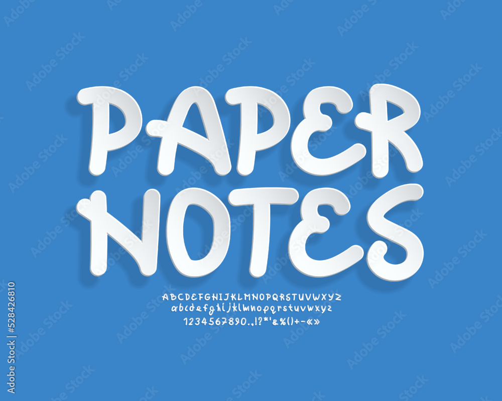 White 3d paper font set, realistic paper cutouts style with transparent ...