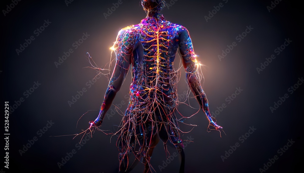 Ai Generated Human Body Showing Nervous System Transmitting Energy Deep ...