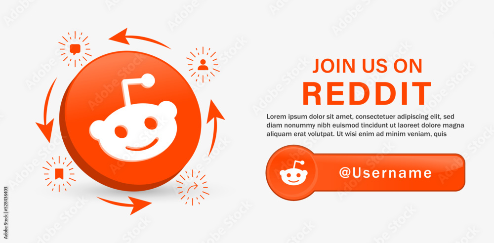 follow us on reddit 3d logo with social media notification icons ...