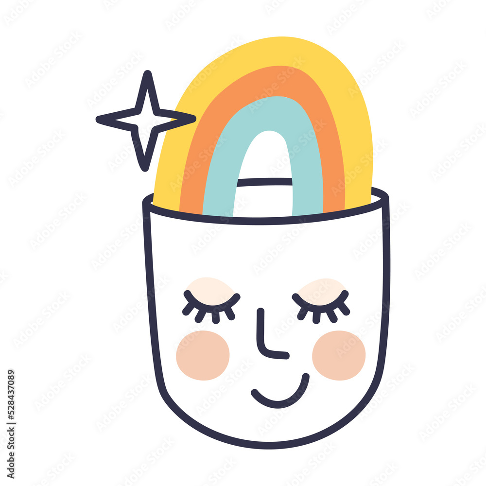 Mental Health. Head with a rainbow inside. A symbol of psychological ...