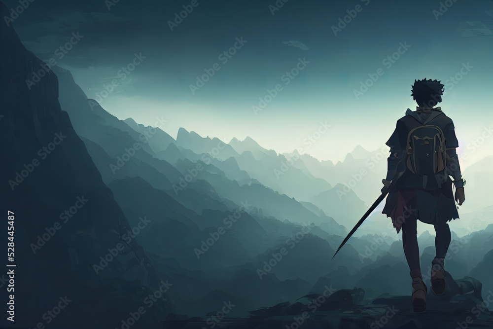 Epic warrior looking in the distance, ready to fight. Standing Digital ...