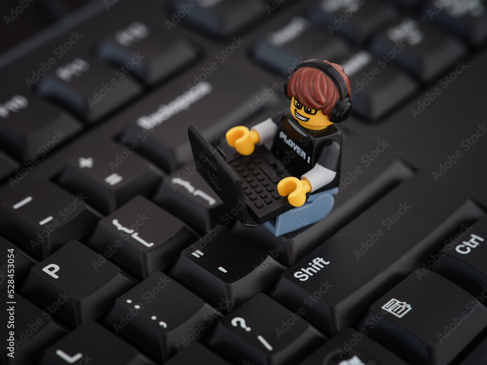 Tambov, Russian Federation - August 25, 2022 A Lego Video Game Guy ...