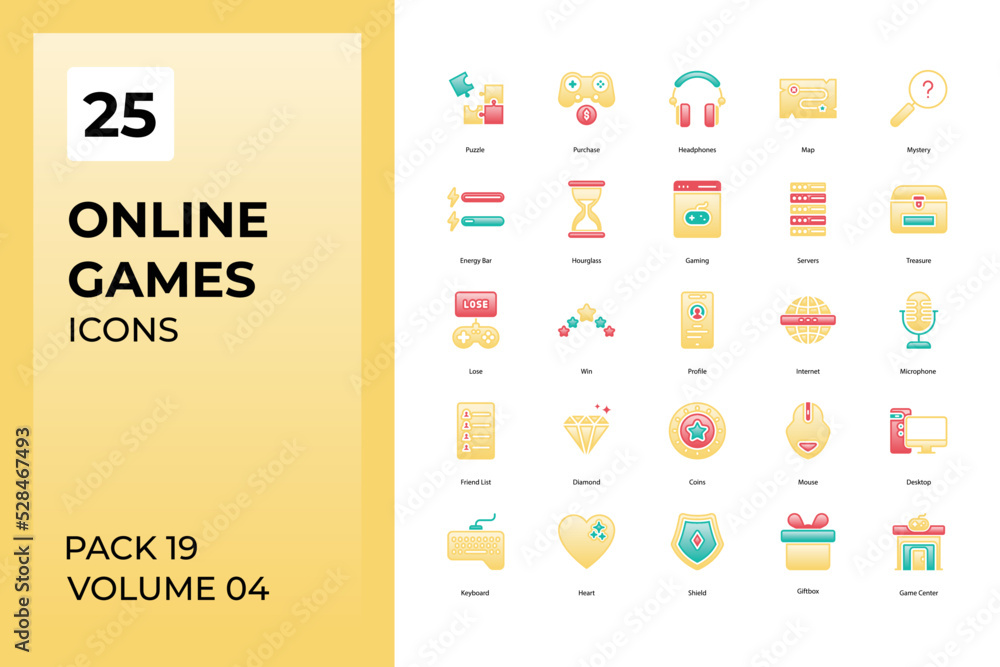 Fototapeta mapa świata dla dzieci Online Games Drink icons collection. Set contains such Icons ...