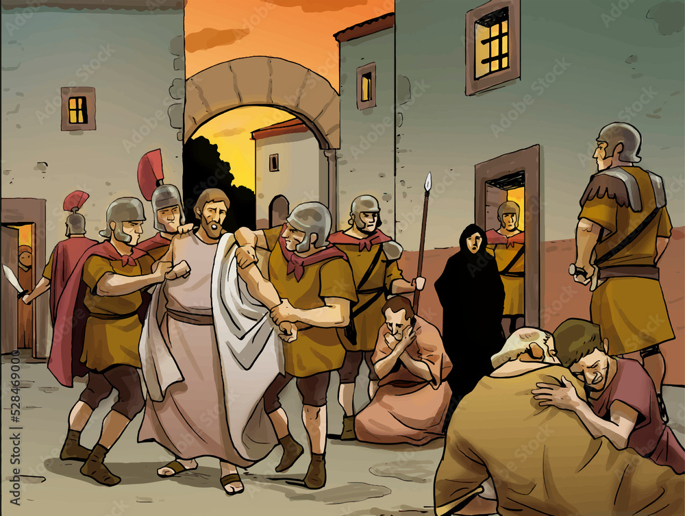 Ancient rome scene illustration. Arrest and detention of the early ...
