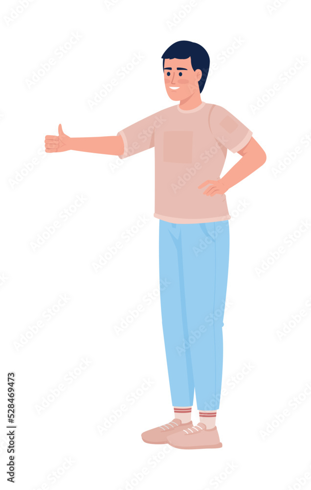 Smiling man semi flat color vector character. Editable figure. Full ...