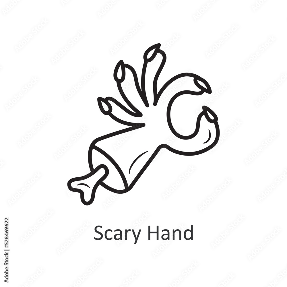 Scary Hand vector outline Icon Design illustration. Halloween Symbol on ...