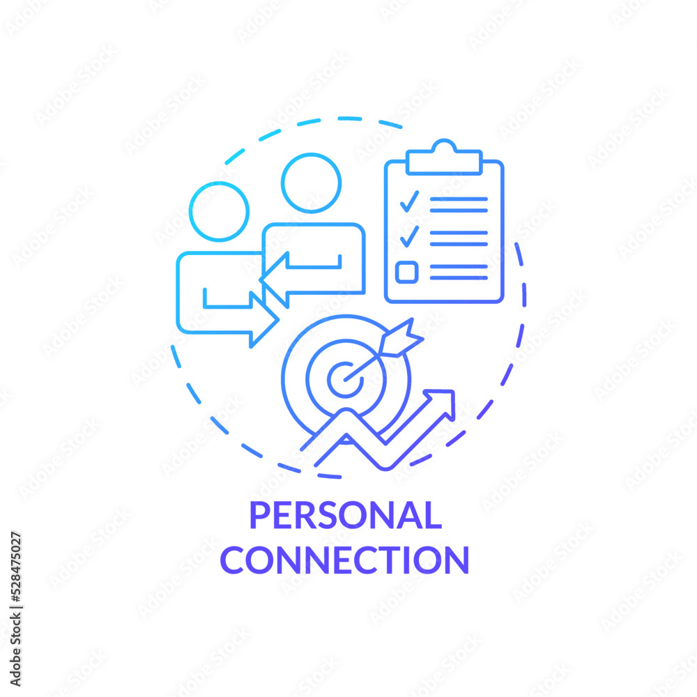 Personal connection blue gradient concept icon. Team communication ...