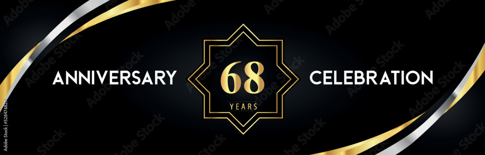 68th anniversary celebration with gold star frames and creative silver ...