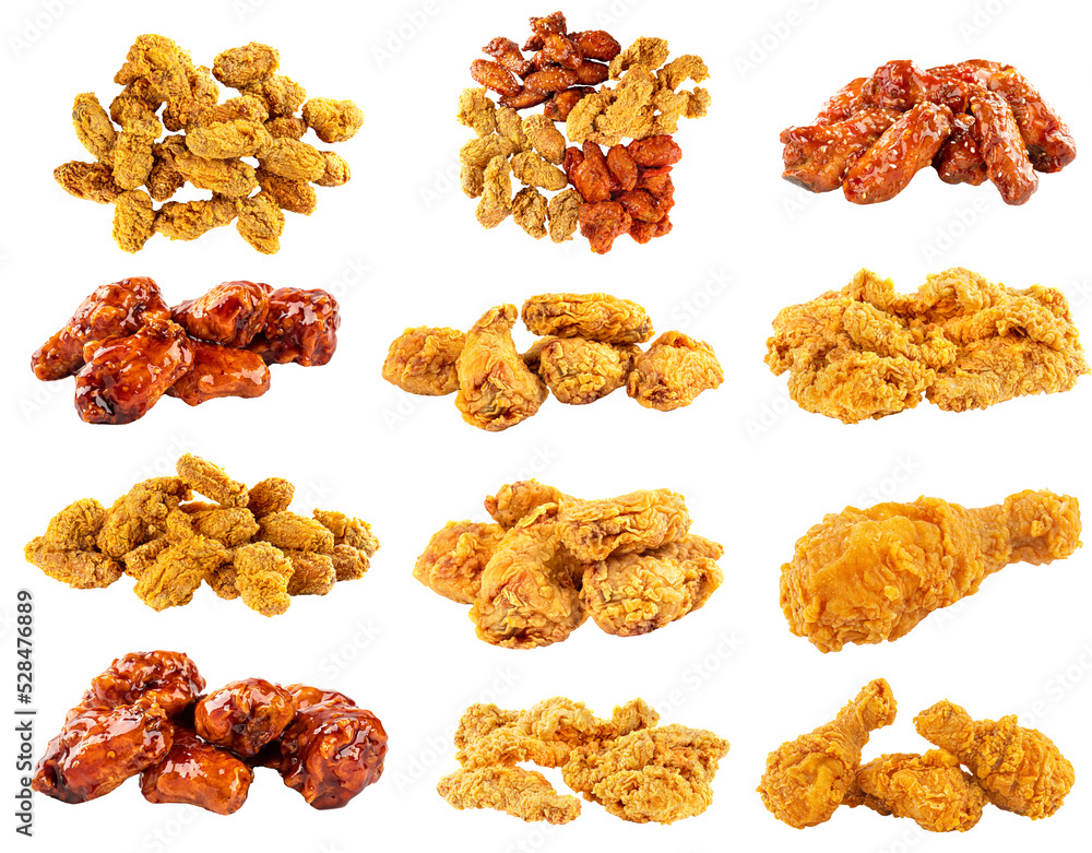 Crispy fried chicken set collage Stock Photo | Adobe Stock