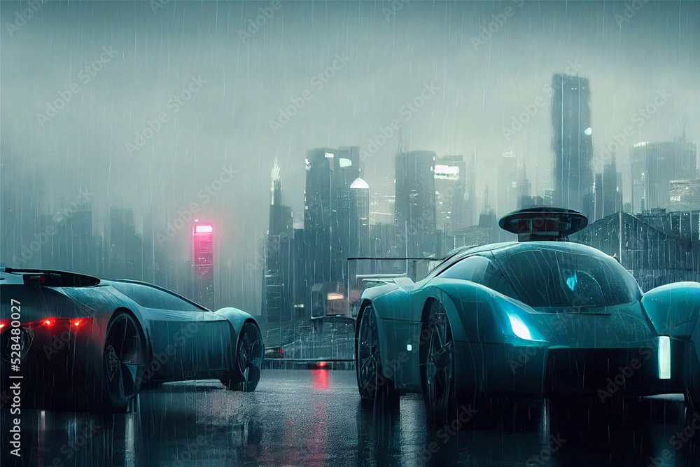 A symmetrical futuristic sports car. Stock-Illustration | Adobe Stock