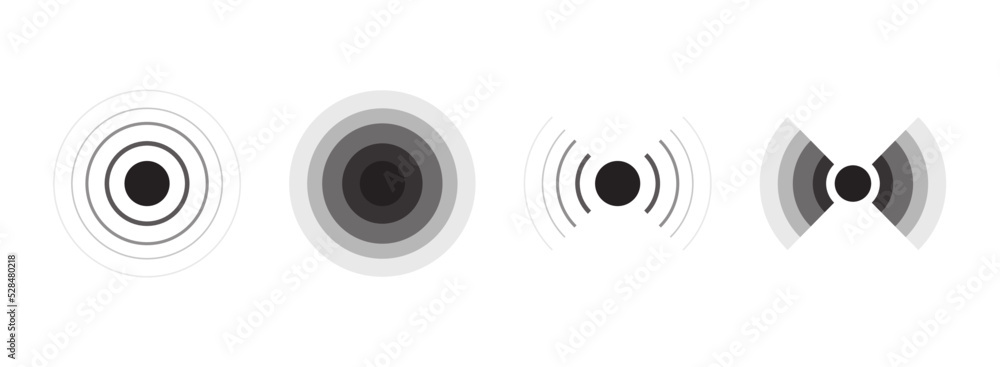 Radar signal and sonar sound wave flat vector illustration. Stock ...