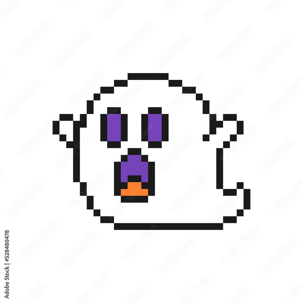Ghost icon in pixel art design isolated on white background, Halloween vector sign symbol. Stock ...