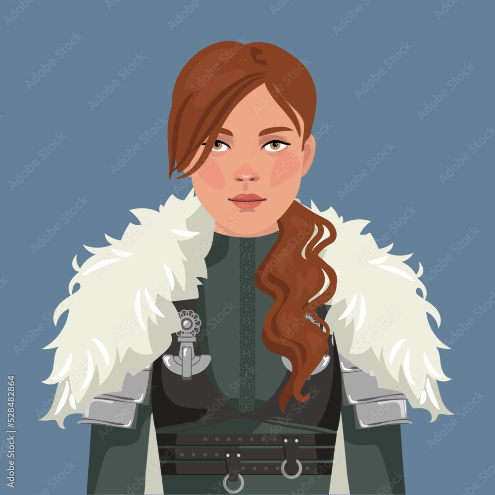 Beautiful woman dressed as medieval knight in decorated suit of armor ...