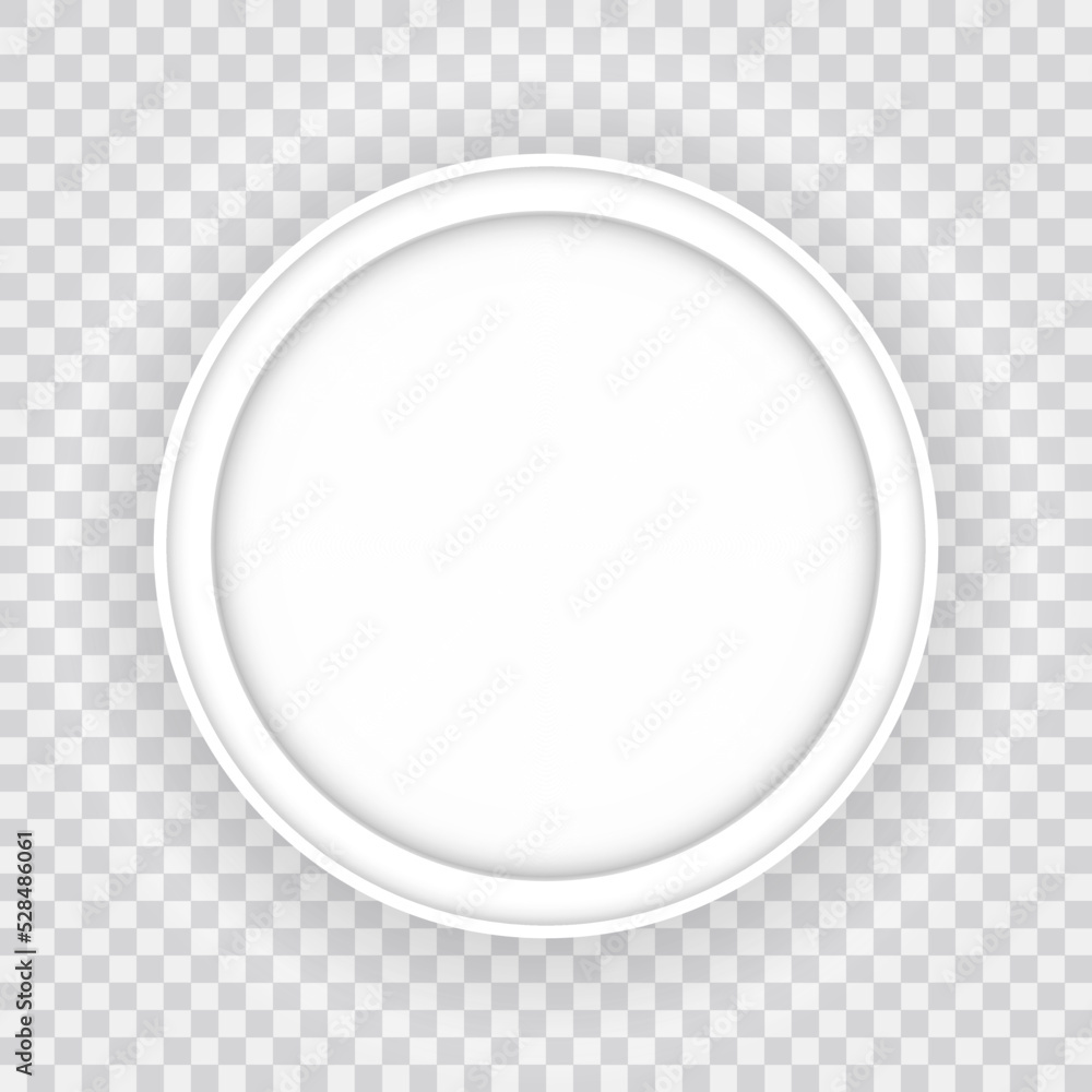 White blank picture round frame. Vector mockup of a white empty round ...