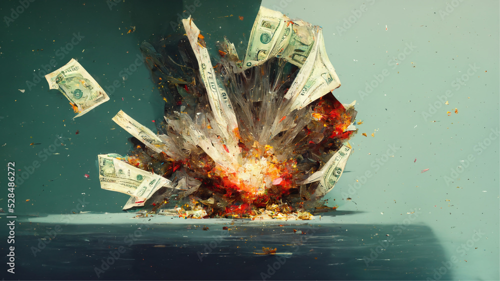 US dollar collapse, dollars explosion Stock-Illustration | Adobe Stock