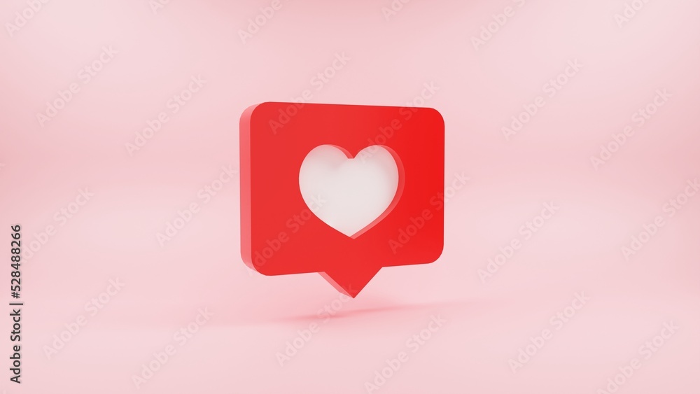 Cartoon Like Notifications icon for Social media. 3d render ...