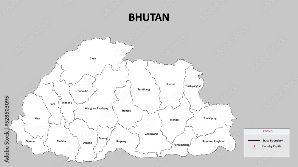 Bhutan Map. State and district map of Bhutan. Administrative map of ...