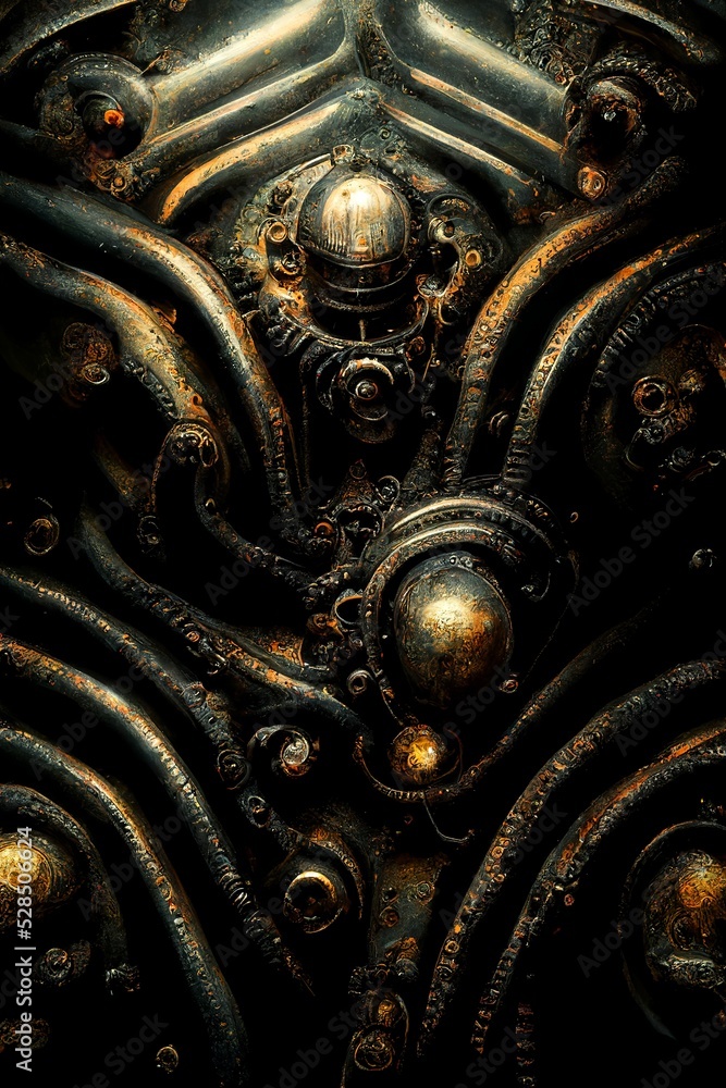 Mechanical Texture, Alien Style, giger inspired, dark design v2 Stock-Illustration | Adobe Stock