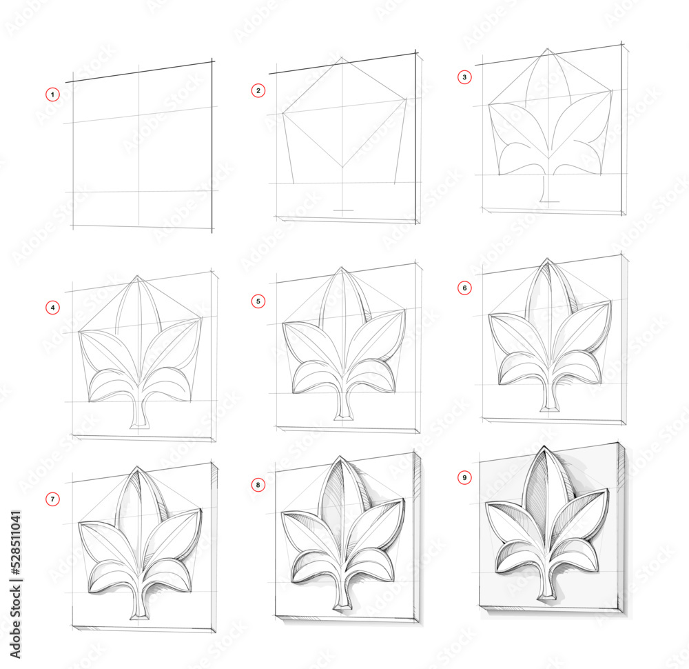 Page shows how to learn to draw sketch of antique rosette. Creation ...