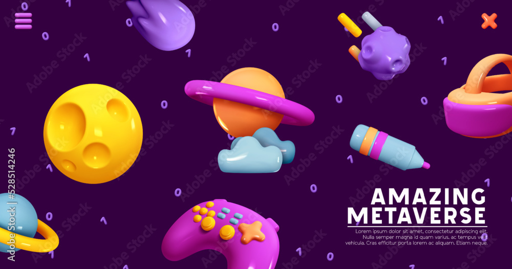 Metaverse of futuristic design. Creative cartoon space design with ...