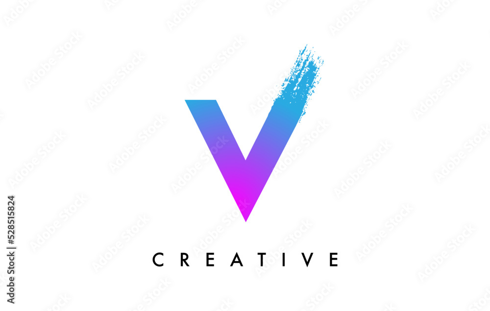 Purple Blue Letter V Logo Icon Design with Rounded Shape and Artistic ...