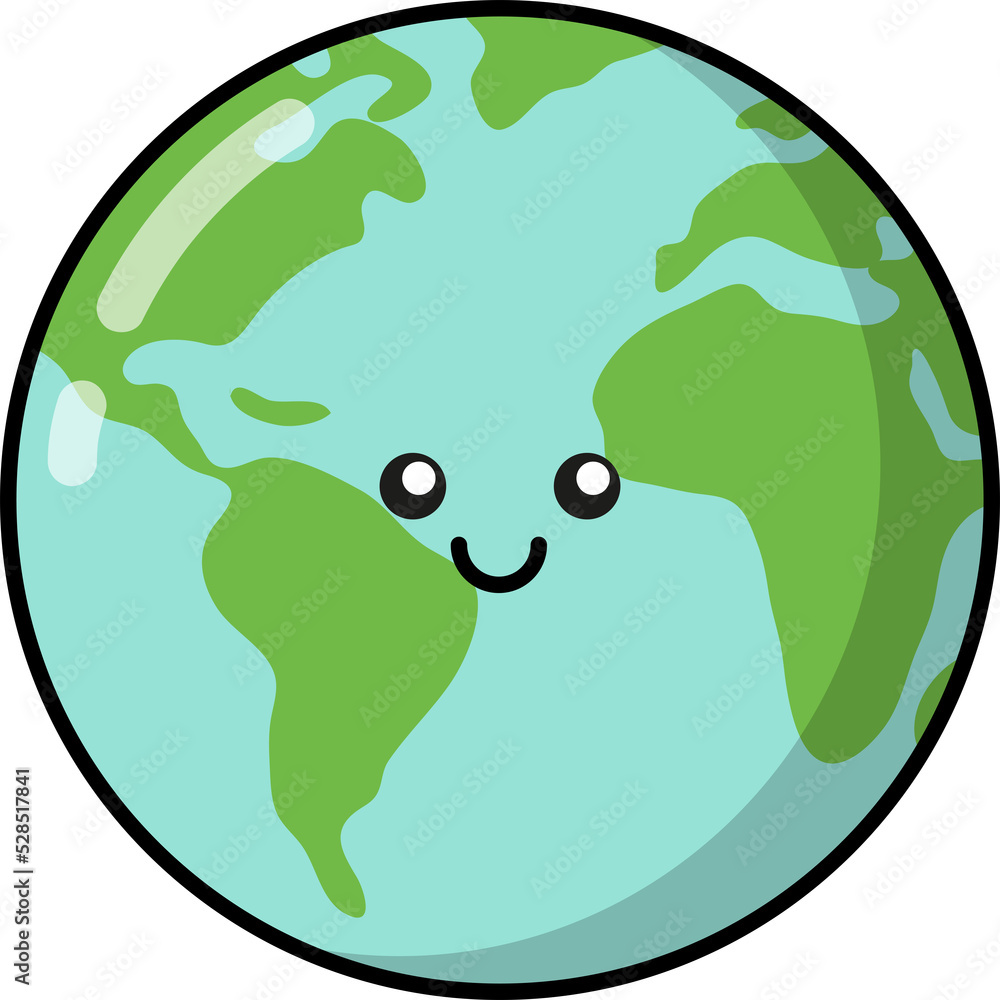 Earth planet for patches, badges, stickers, logos. Cute eco funny ...
