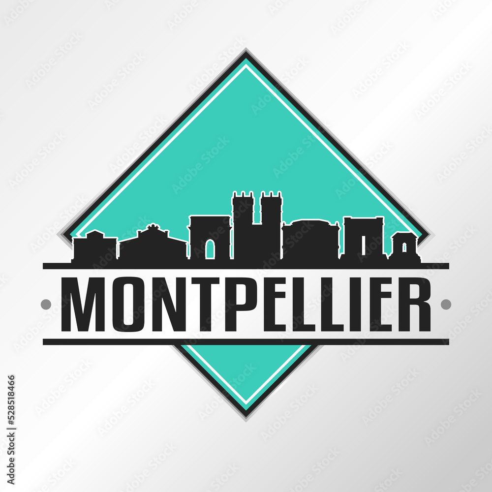 Montpellier, France Skyline Logo. Adventure Landscape Design Vector ...