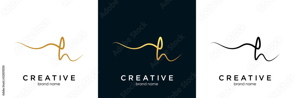 Initial H signature logo collection template vector. Hand drawn ...