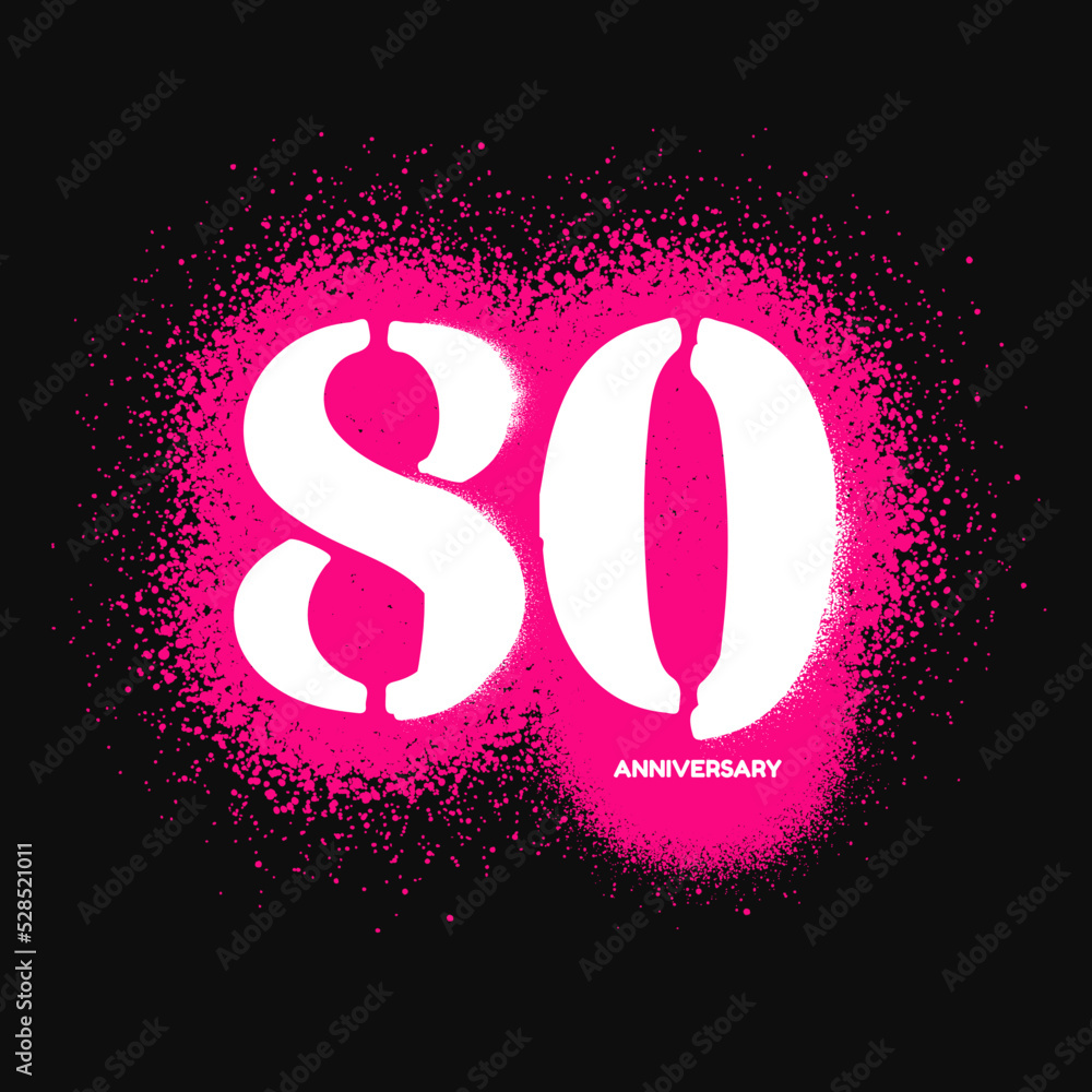 Handmade, Graffiti, Spray, Stencil anniversary of number 80th year ...