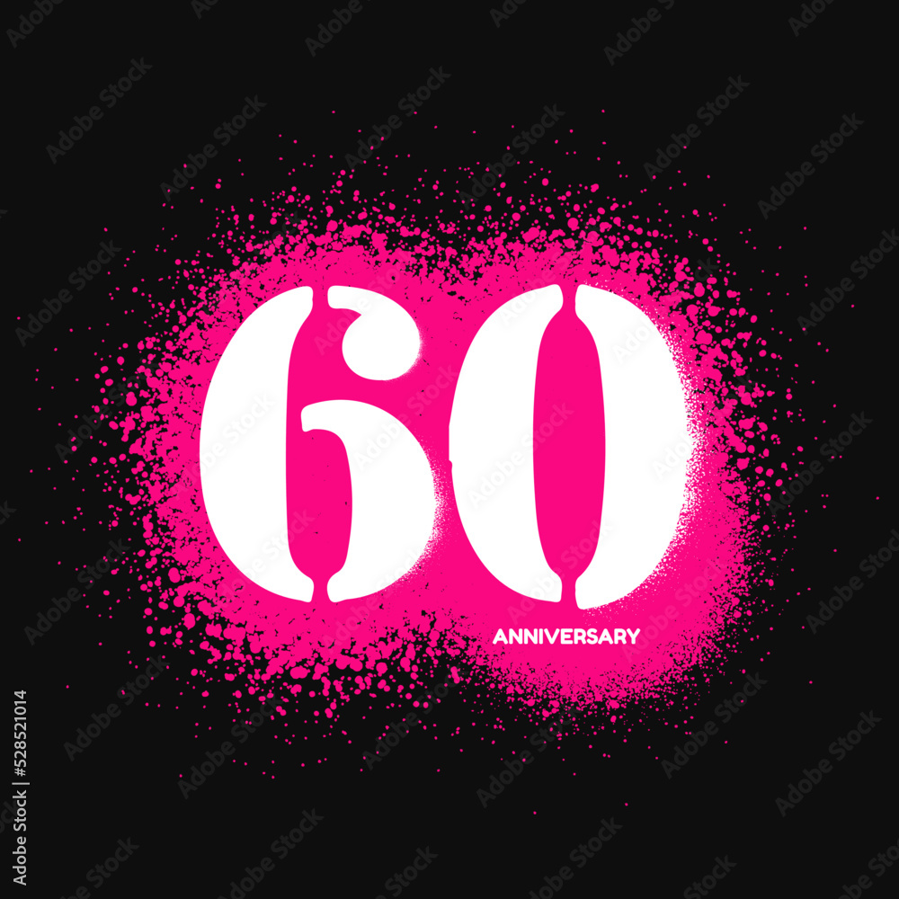 Handmade, Graffiti, Spray, Stencil anniversary of number 60th year ...