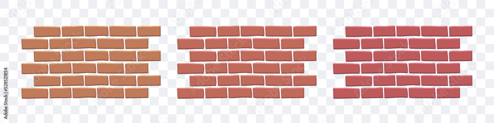 Brick wall. Set of bricks. Brick seamless pattern. Vector clipart ...