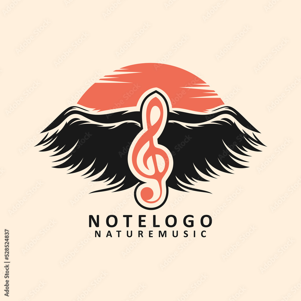 Note logo music with nature concept design Stock Vector | Adobe Stock