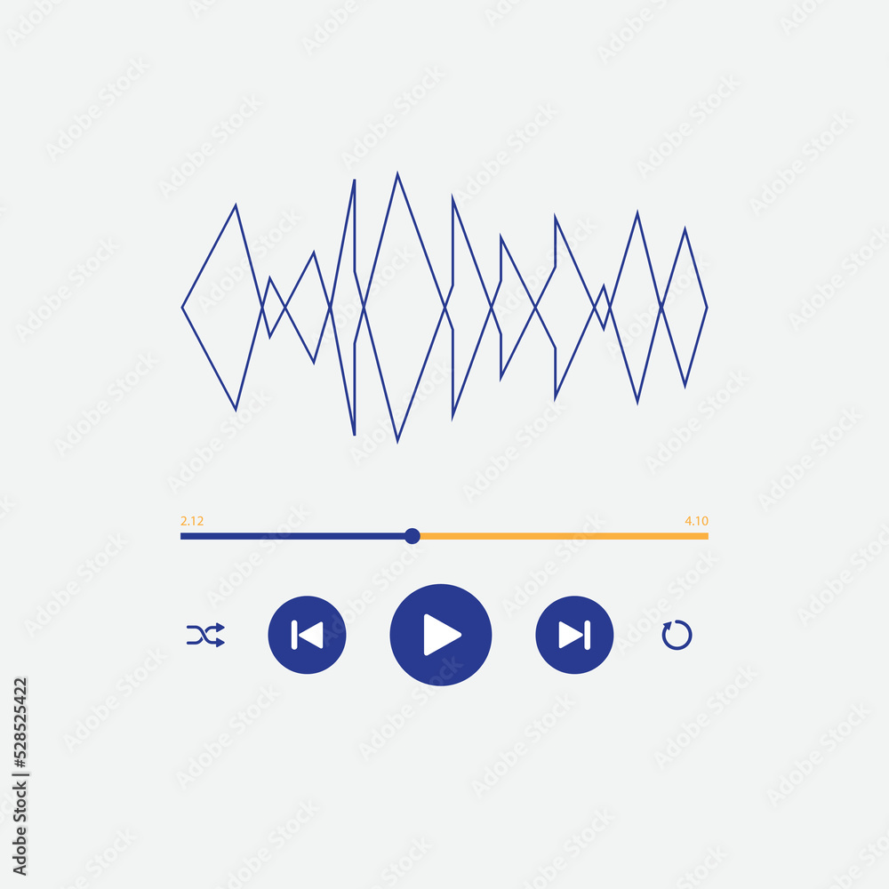 icon media music player with wave Audio equalizer view in vector ...