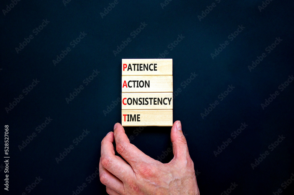 PACT patience action consistency time symbol. Concept words PACT ...