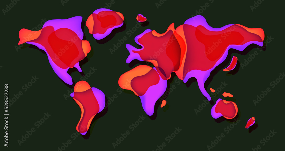 Liquid Shaped World Map. Lava lamp continents. Stock Vector | Adobe Stock